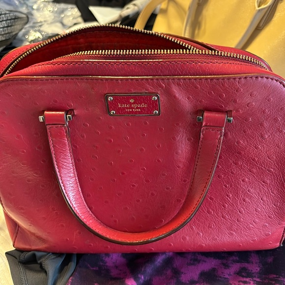 kate spade | Bags | Kate Spade Kay Street Ostrich Embossed Red Satchel ...